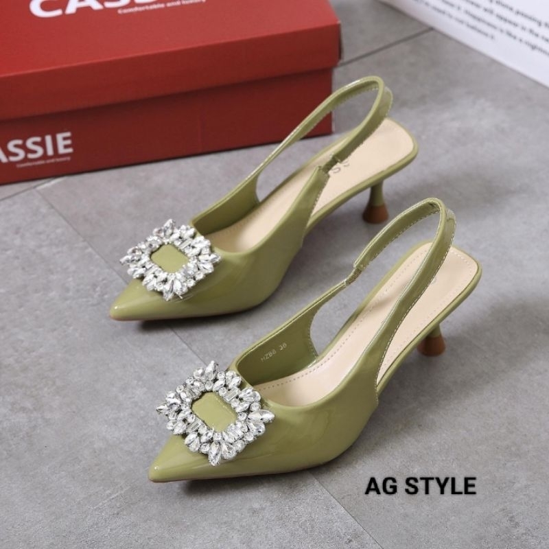 Jual Sandal sepatu wanita heels hak kerucut lancip selop bapau tali ...