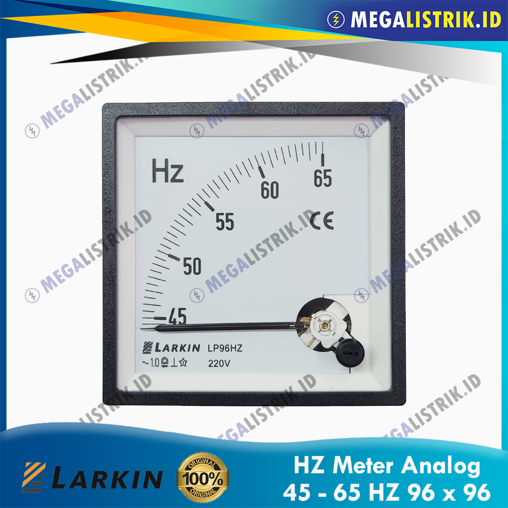 Jual LARKIN HZ METER JARUM 45-65 HZ LP96HZ / FREKUENSI 96 X 96 ...