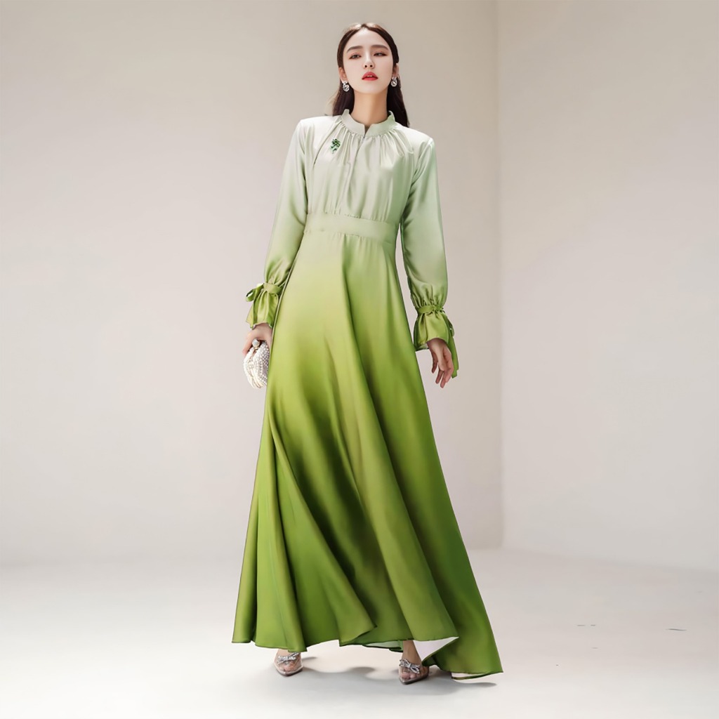 Jual Demore Gracia Shade Dress Silk Gradasi Gaun Wanita Elegan ...