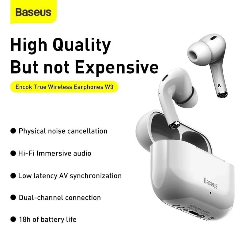 Jual Baseus Encok W3 TWS Bluetooth in-ear Earbuds Sterek Wireless ...