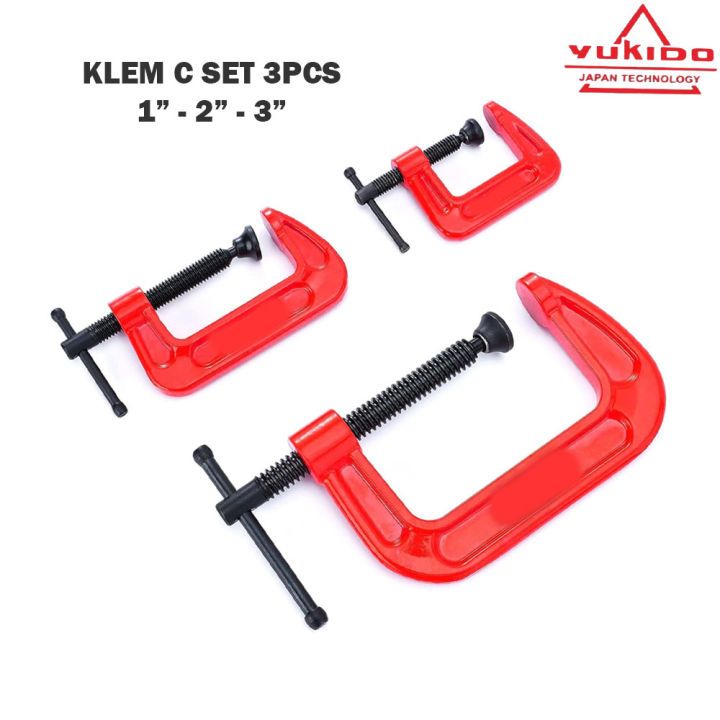Jual NEW PROMO!!Yukido Klem C Set 3 Pcs / Clamp C Set / Penjepit Catok ...