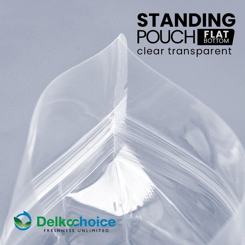 Jual STANDING POUCH FLAT BOTTOM CLEAR TRANSPARAN - PLASTIK KEMASAN ...