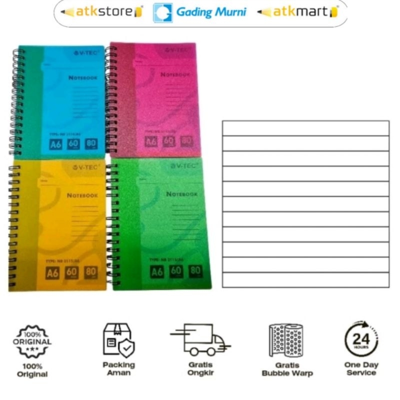 Jual V-Tec Notebook Ukuran A6 A5 Dotted Grid Line - Notebook Titik ...
