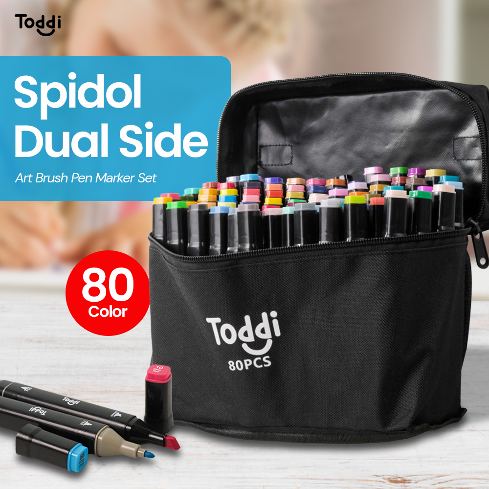Jual W3R touch spidol dual side fine art brush pen art marker set 48 ...