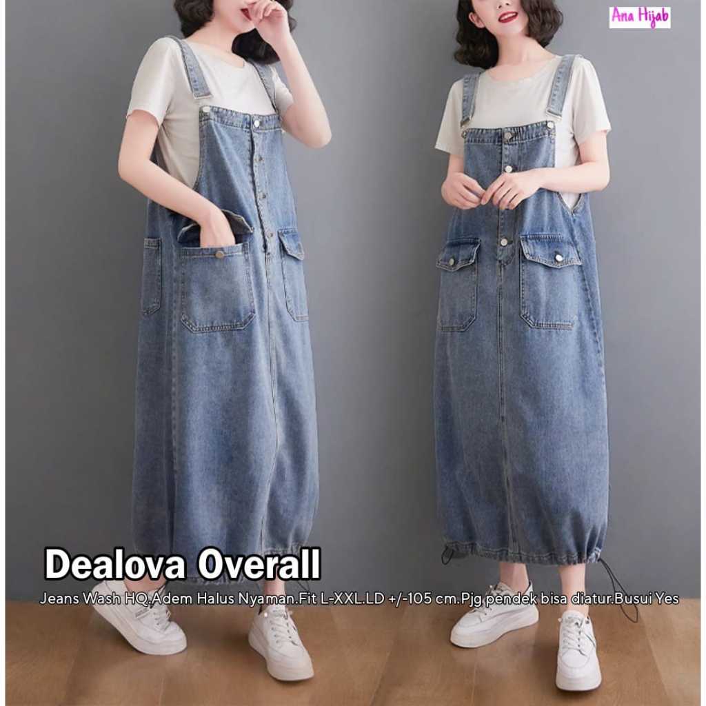 Jual [Bisa COD] Dealova overall by Ana hijab overall jeans premium size ...