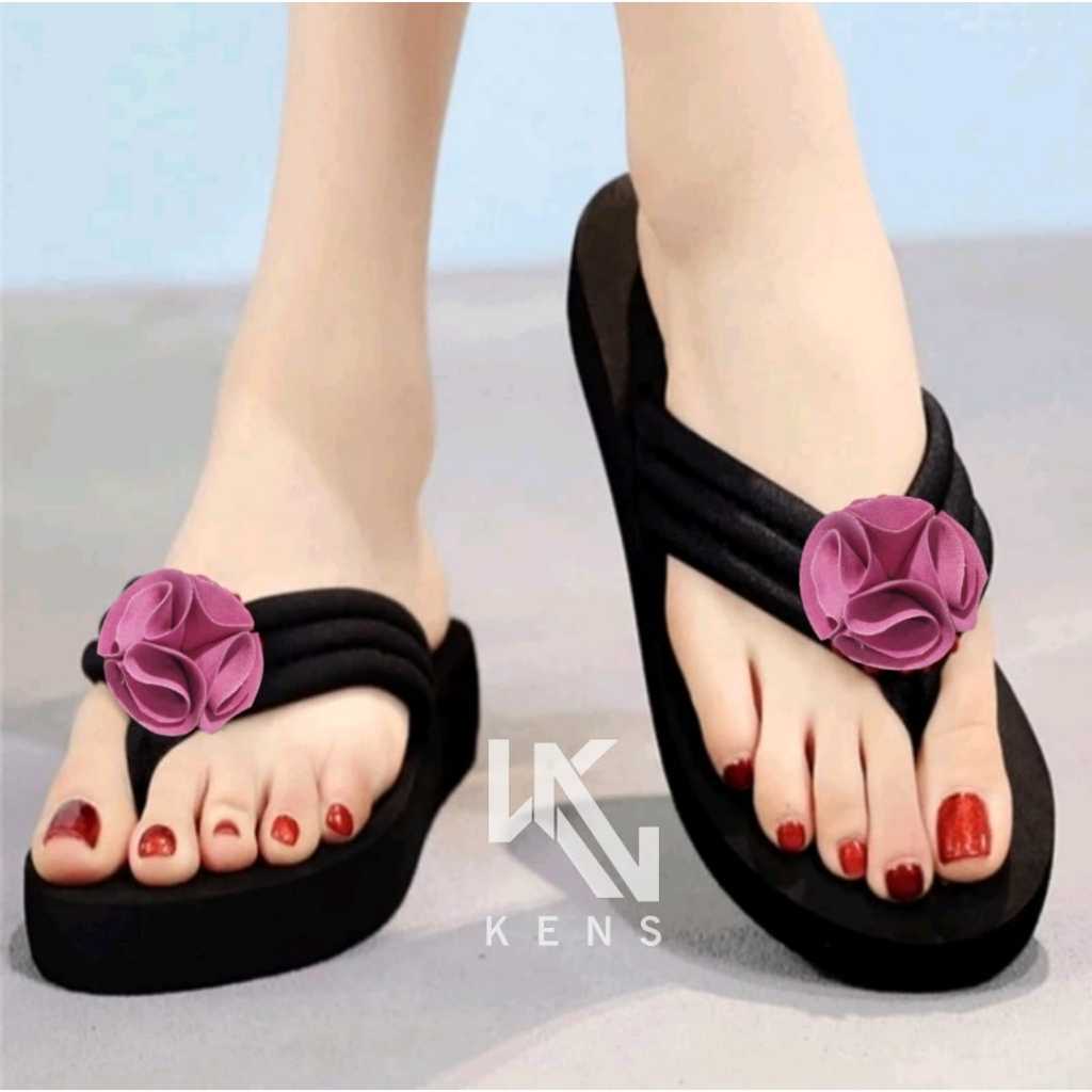Jual Sandal flip flop bunga tengah new | Shopee Indonesia