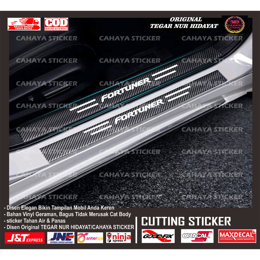 Jual 5 pcs sticker mobil toyota fortuner sticker sill plate carbon 3D ...