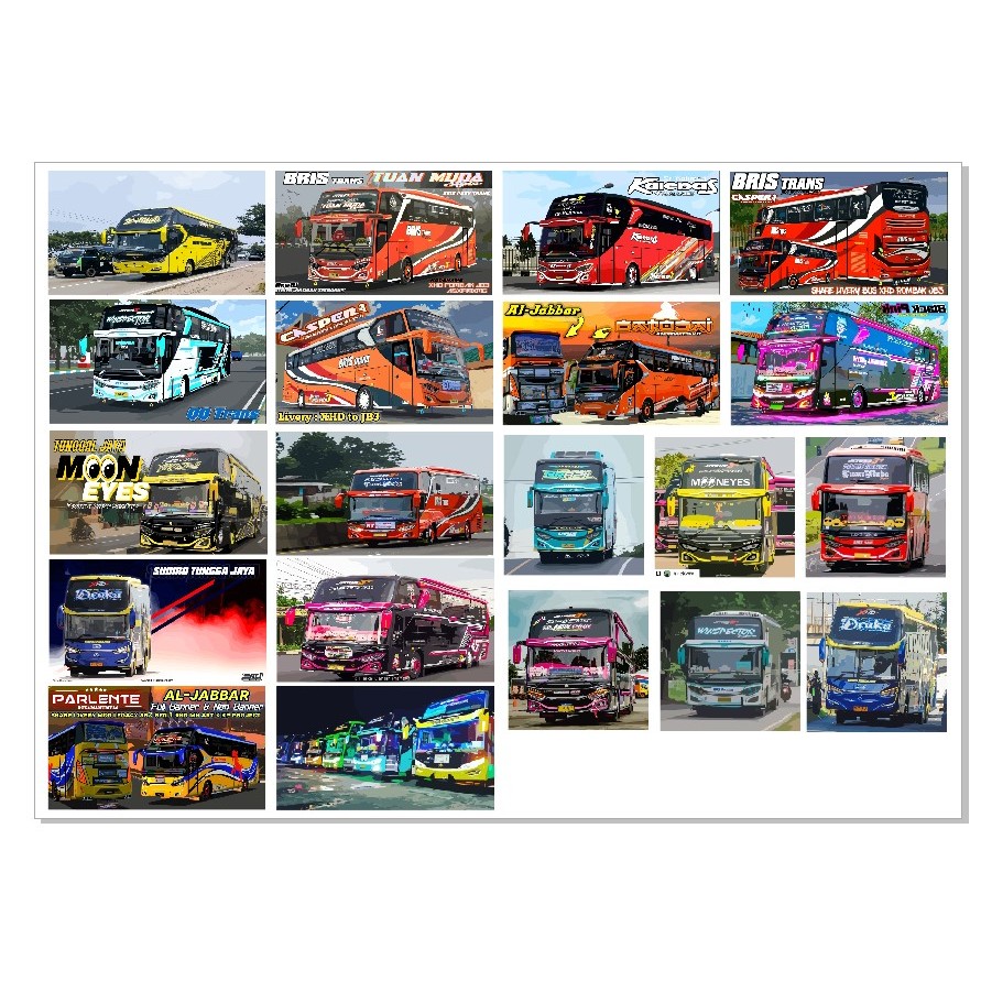 Jual Stiker Bus Viral A4 Ukuran Campur Glossy Kuat Mengkilap Tahan Air ...