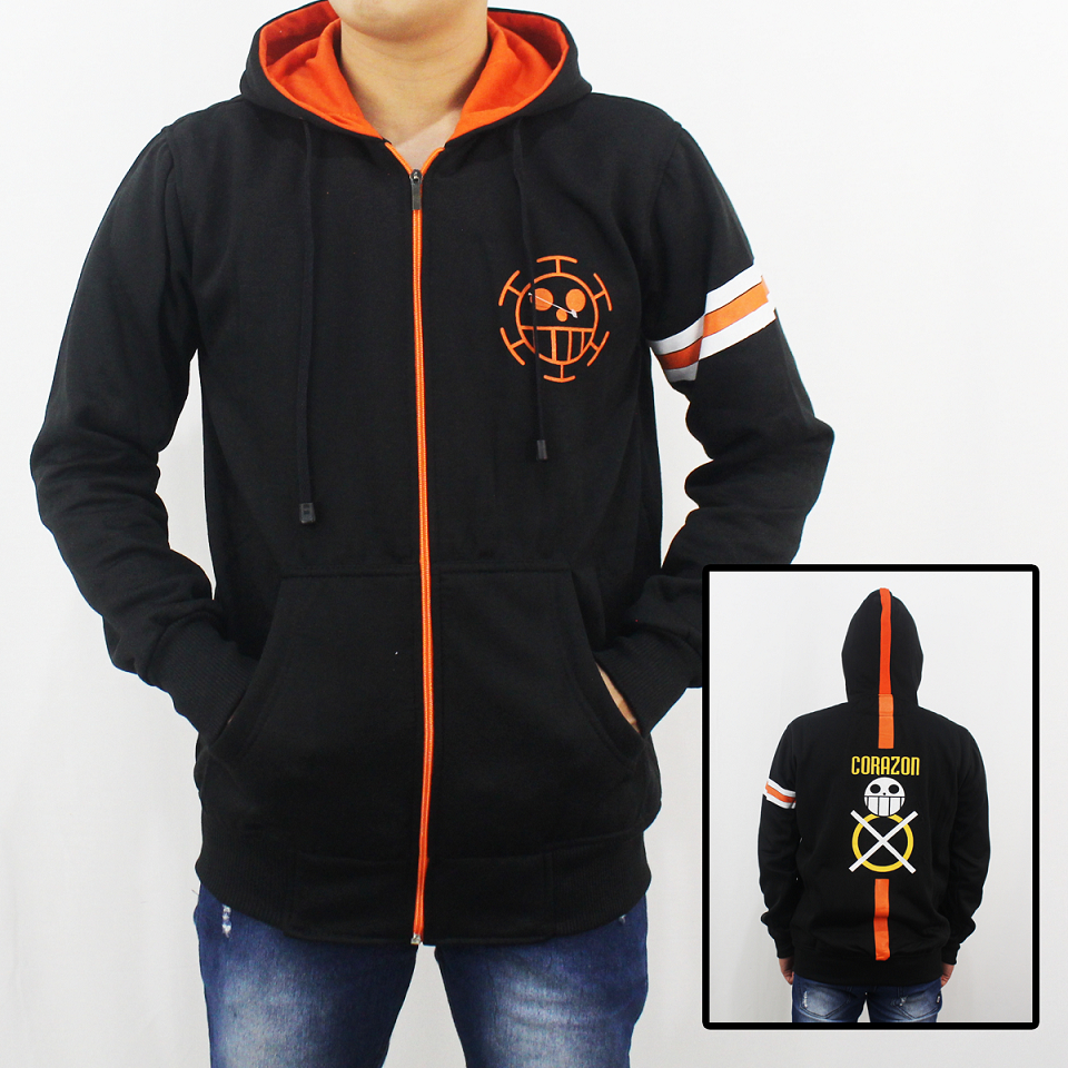 Jual JAKET ONE PIECE CORAZON - JAKET HOODIE ZIPPER TRAFALGAR LAW ...