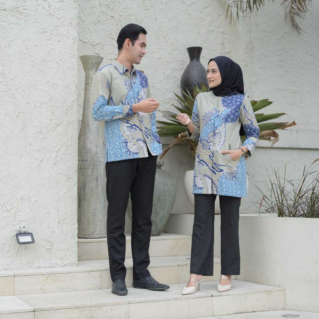Jual Kemeja Batik Couple | Kemeja Batik Premium | Atasan Batik Couple Ruflle | Kemeja Batik ...