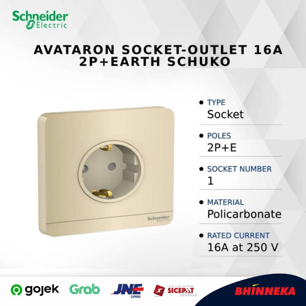 Jual SCHNEIDER ELECTRIC Avataron Socket-Outlet 16A 2P+Earth Schuko | Shopee Indonesia