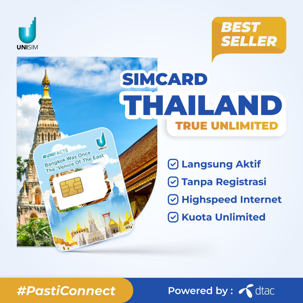 Jual UniSim Travel Simcard Thailand Unlimited || Sim card Bangkok ...