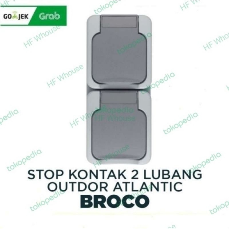 Jual Broco Atlantic Stop Kontak Outdoor Waterproof 2 Gang Vertikal ...