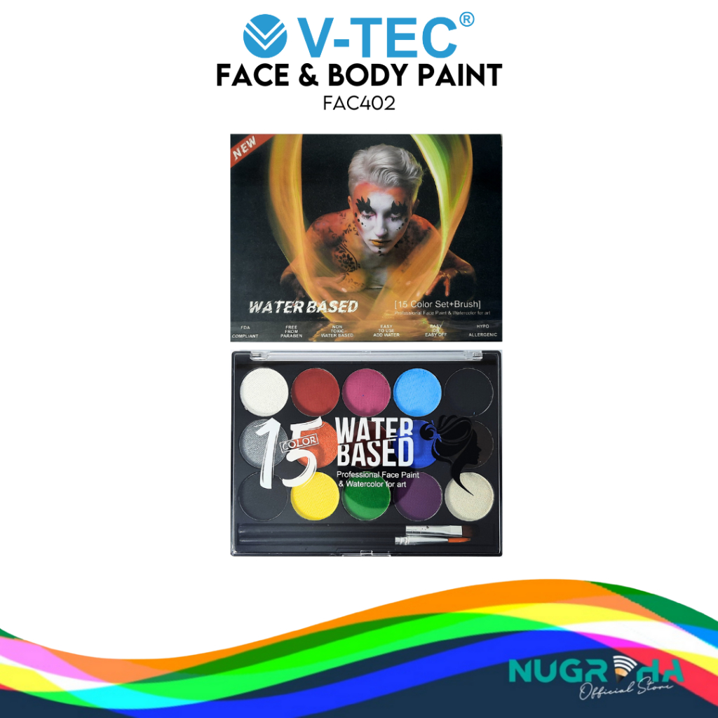 Jual Cat Muka Face Body Paint Waterbased Professional 15 Warna V-TEC ...