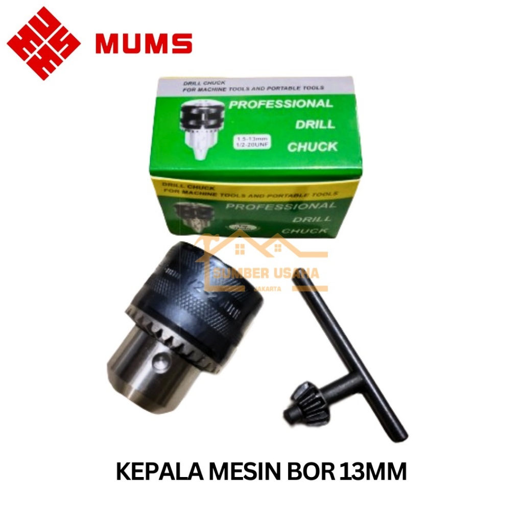 Jual Kepala Mesin Bor 10 mm 3/8" & 13 mm 1/2" Drat Key Set Drill Chuck ...