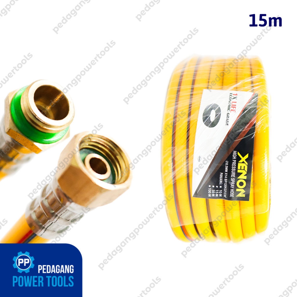 Jual XENON Selang Kompresor Angin 15 meter Kuning Udara Steam Jet ...