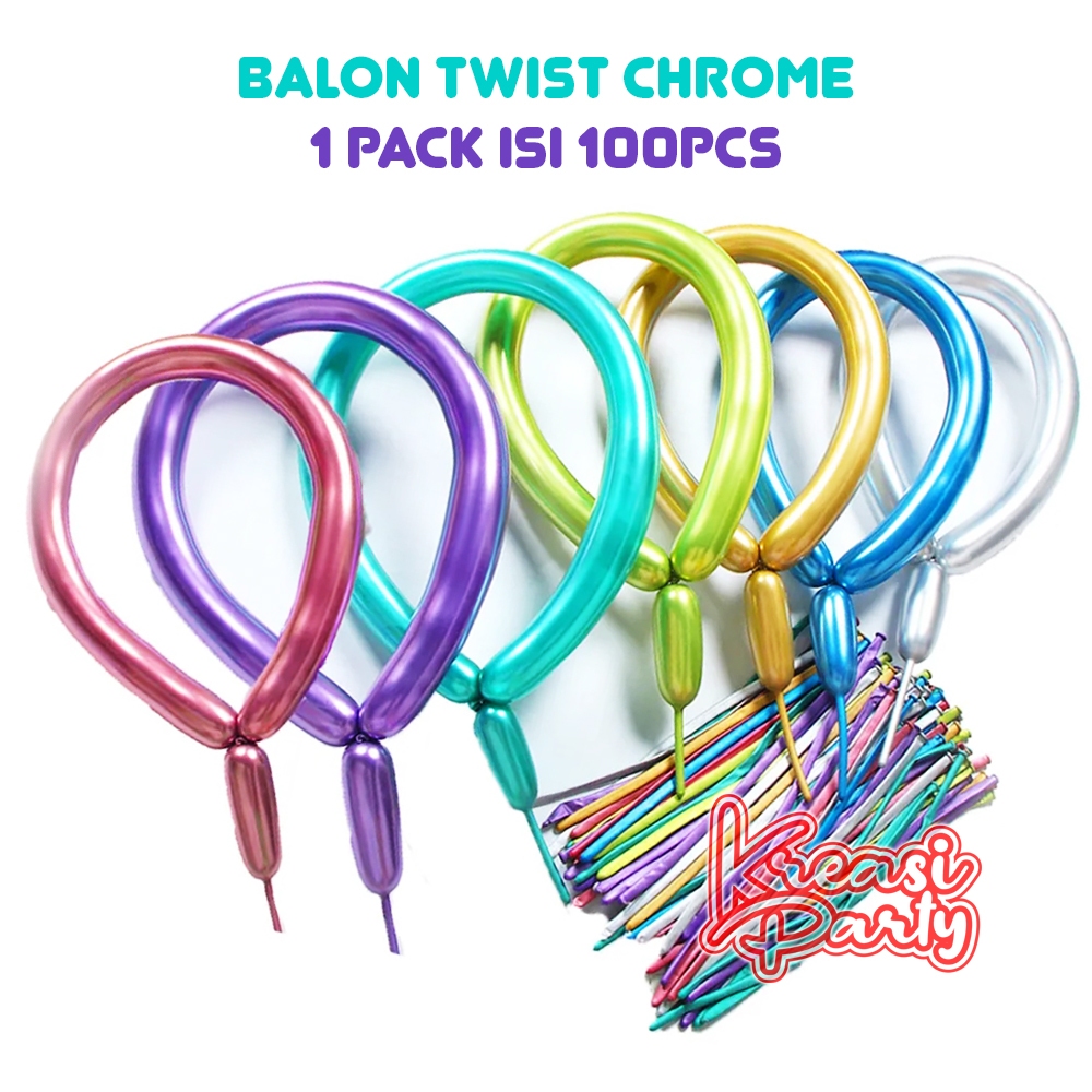 Jual Balon Twist Chrome 1 Pack isi 100 pcs / Balon Per Pack / Balon ...