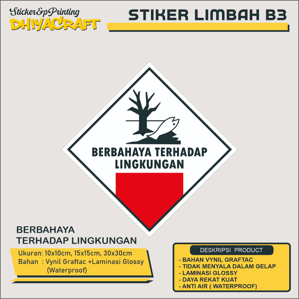 Jual Sticker Label Tanda Simbol Limbah B3 ukuran 10x10 cm Stiker Bahan ...