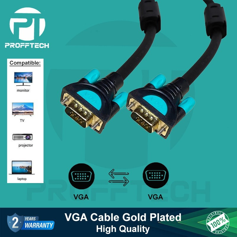 Jual Kabel VGA 10m 15m 20m Gold Plated Garansi 2 Tahun Profftech | Shopee Indonesia