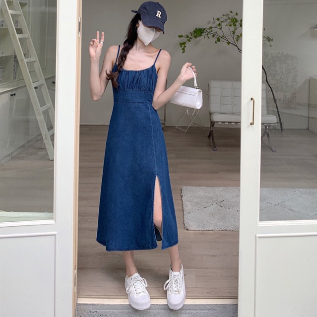 Jual DRESS DENIM WANITA MIDI JEANS GAUN NEW ARRIVAL MX589 | Shopee ...