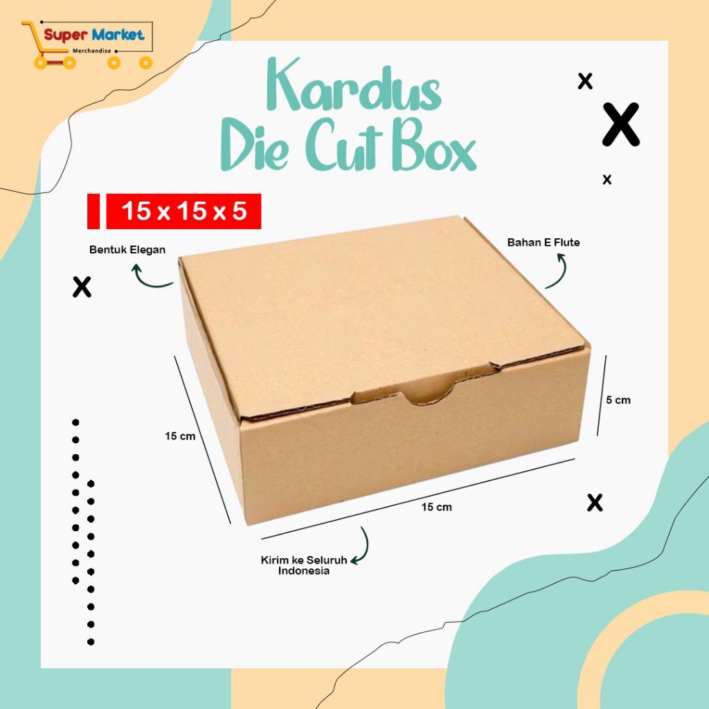 Jual BOX KARDUS 15X15X5 / DIE CUT KOTAK BUNGKUS PACKING SOUVENIR / BOX ...