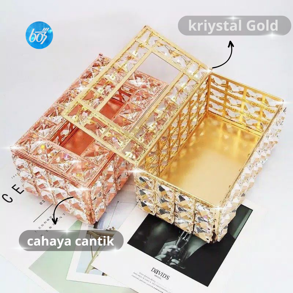 Jual Tempat Tisu Swarovski Emas Cantik Kristal Tissue Box Bling / Kotak ...