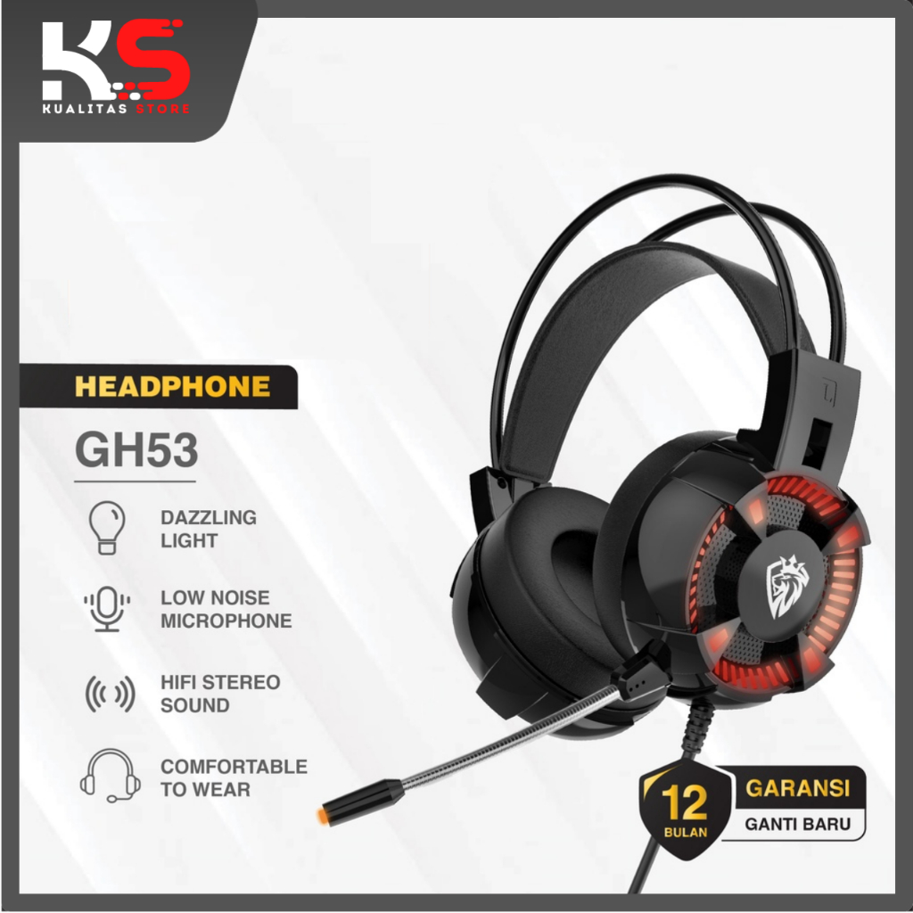 Jual LENYES HEADPHONE WIRELESS GAMING WITH MICROPHONE HIFI STEREO GH53 ...