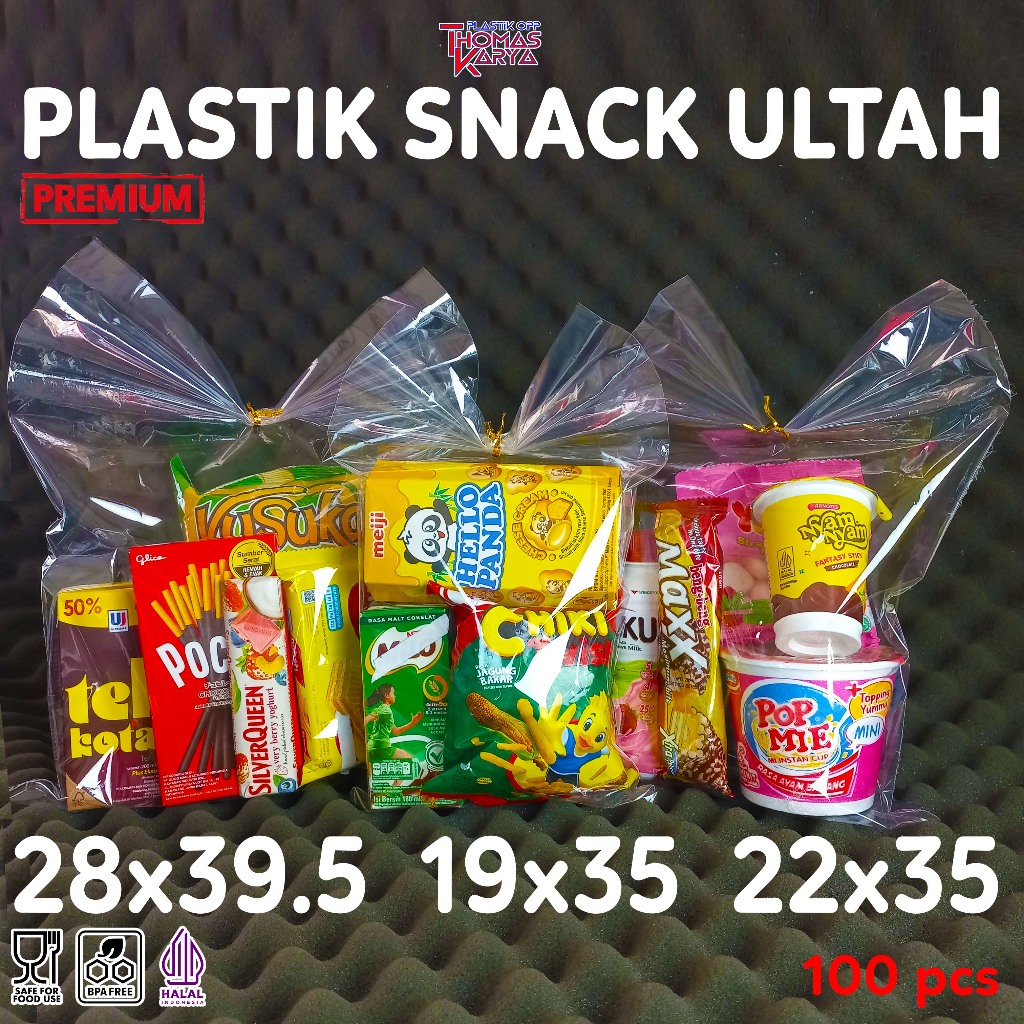 Jual Plastik Ultah Polos + Pita Kawat isi 100 OPP Kantong Bingkisan ...