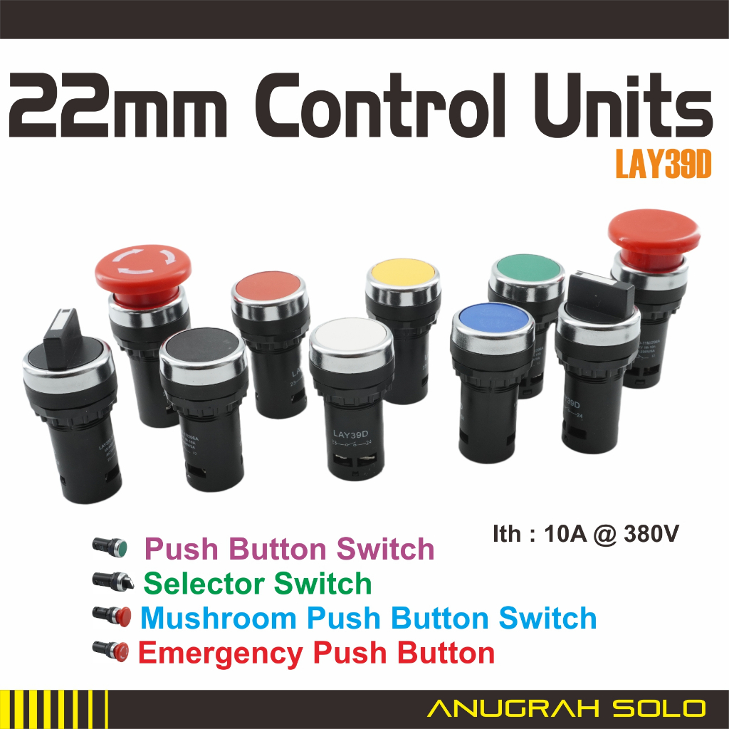Jual Push Button Selector Emergency Switch Control Unit 22mm Selector ...