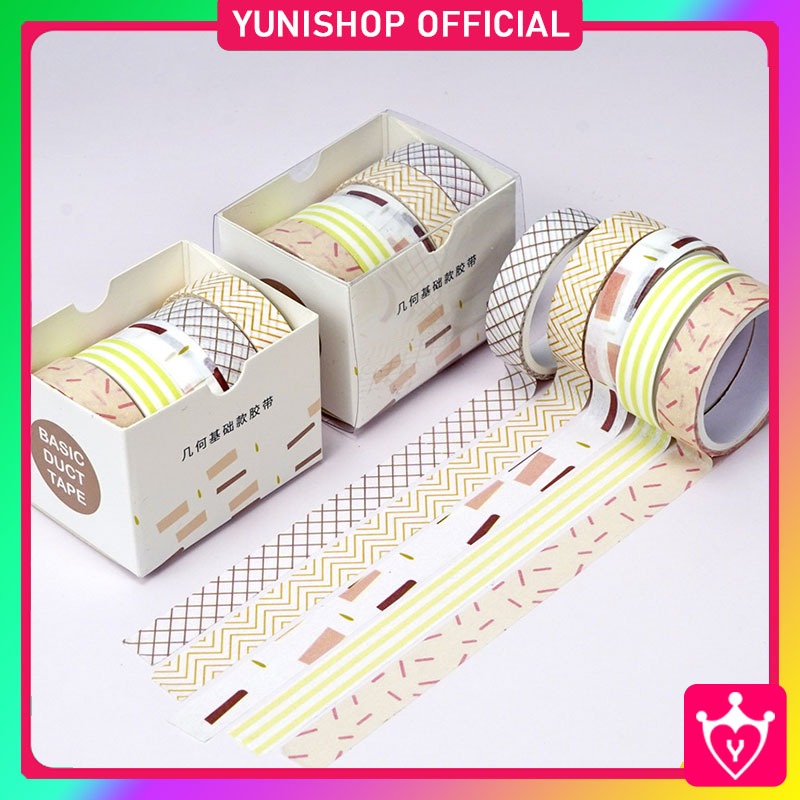 Jual Roll Masking Tape Set 5 Pcs / Essential Collection Basic Pattern ...
