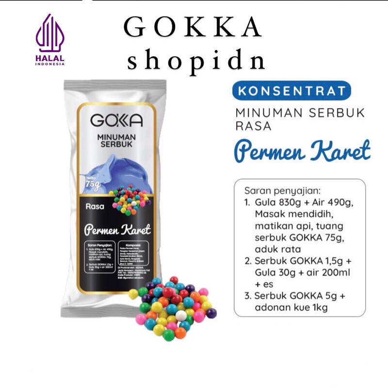 Jual Bubuk Minuman Permen Karet Gokka 50g - Powder drink Bubblegum 50g ...
