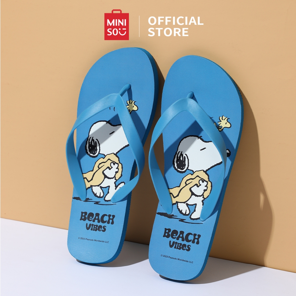 Jual MINISO Snoopy Sandal Jepit Wanita Uniseks Pria dan Wanita Sandal ...