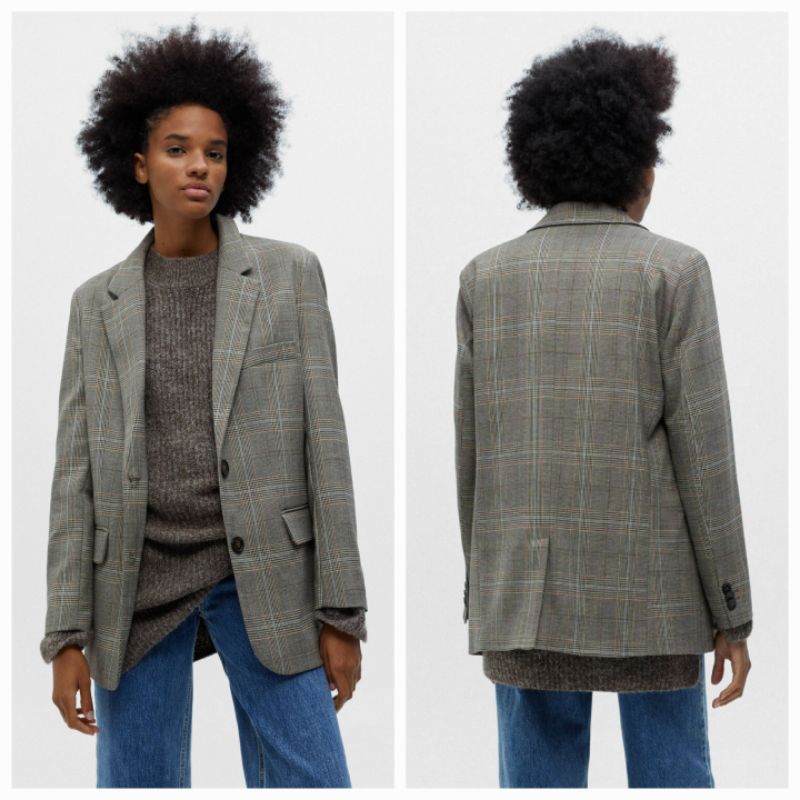 Jual PULL&BEAR WOMAN CHECKED BLAZER BARU ASLI ORIGINAL | Shopee Indonesia