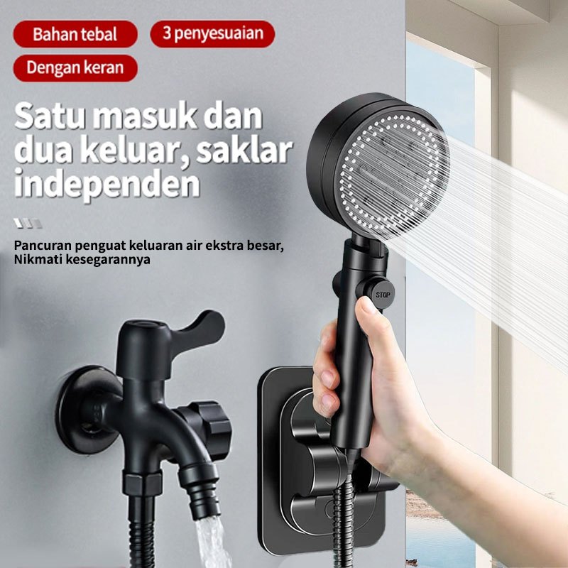 Jual Kepala Shower Mandi Hitam Premium 5 Mode Air Shower set Head Shower Handheld Shower Kamar ...