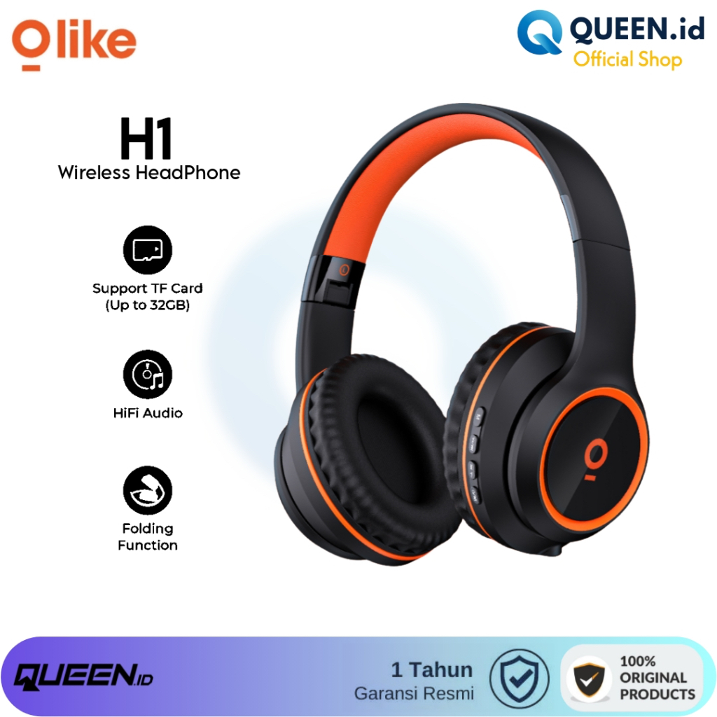 Jual Olike H1 Wireless Bluetooth Headphone HiFi Stereo Headset Mic ...