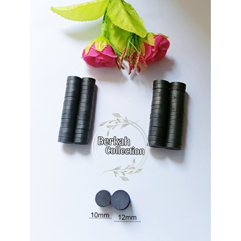 Jual (isi 10pcs)Magnet bulat hitam kulkas bolak balik 10mm,12mm ...