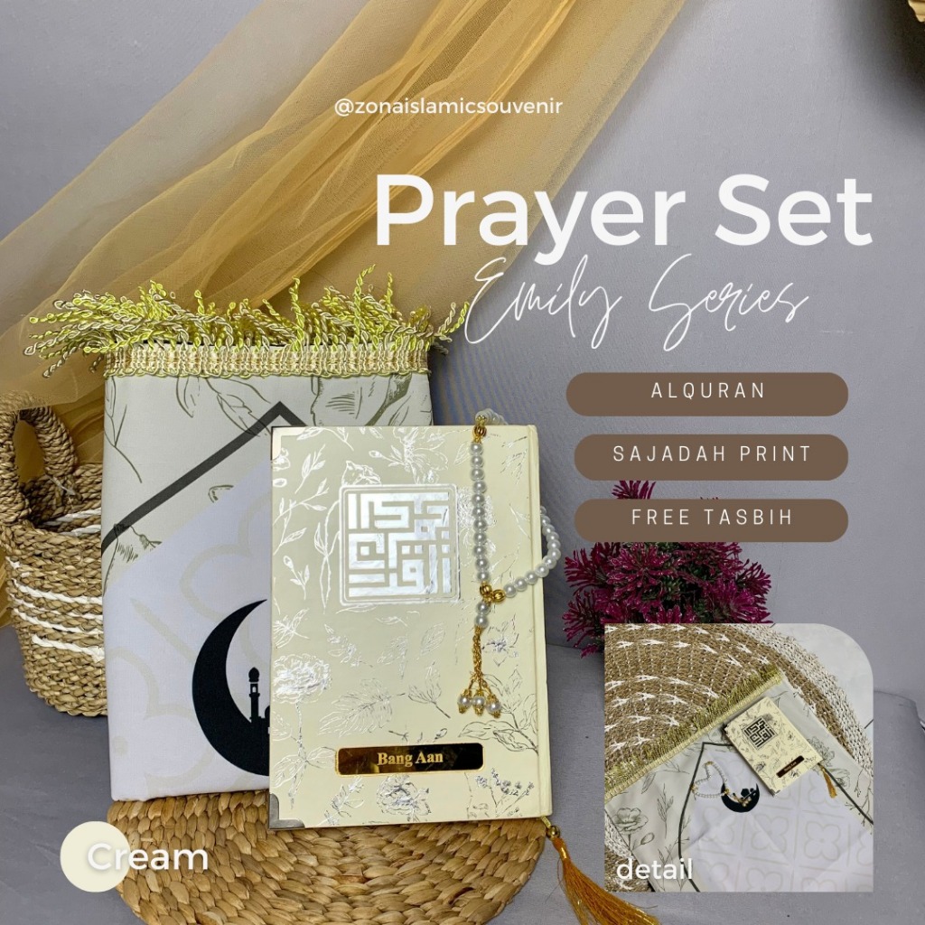 Jual Prayer Set Custom Nama Seserahan Emily | Rosalie Alquran + Sajadah ...