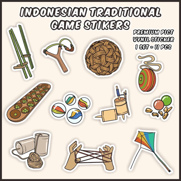 Jual [1 pack] Indonesian Traditional Games Stickers (Stiker Tradisional ...