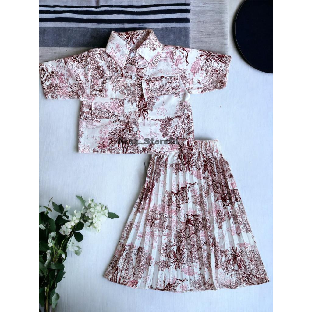 Jual One Set Rok Plisket Fuji Baju Crop anak Perempuan Usia 1-12 Tahun ...