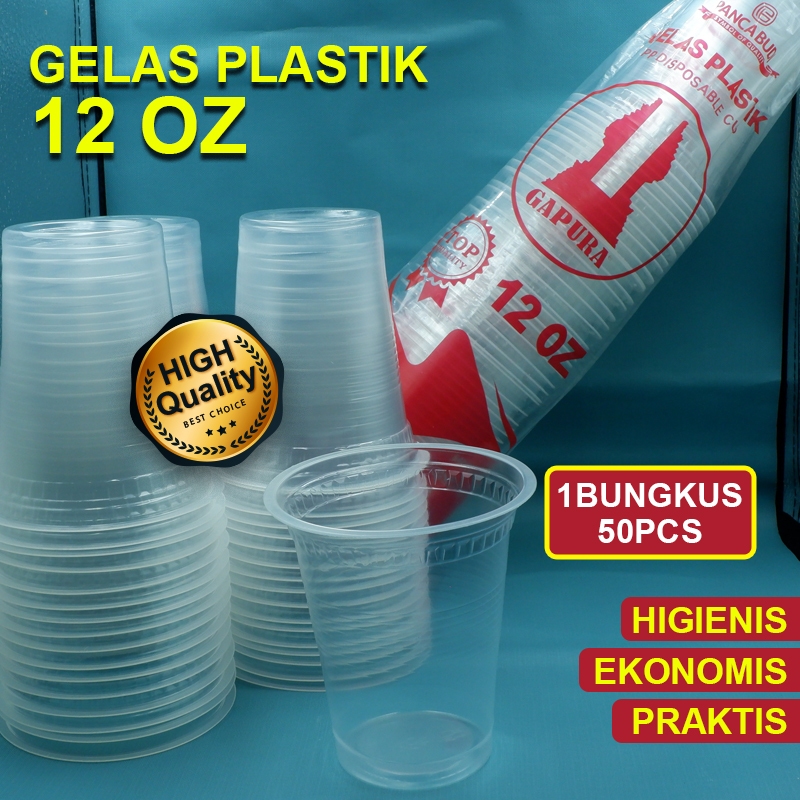 Jual Gelas Plastik Bening Pop Ice Ukuran 12oz 1 Bungkus Isi 50Pcs ...