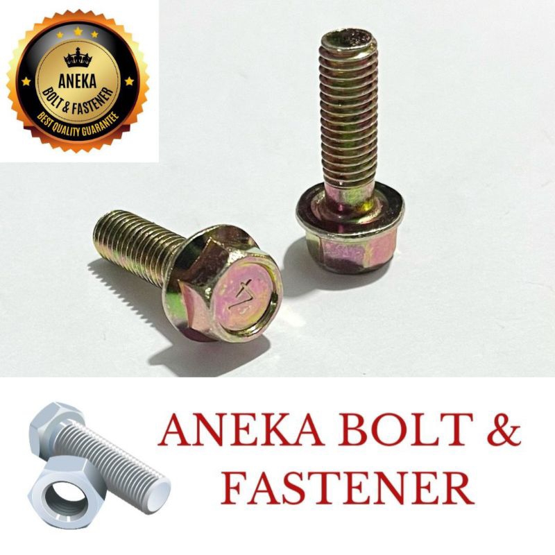 Jual AN Flange Bolt 8x25/ Baut Flange M8x25 Kuning | Shopee Indonesia