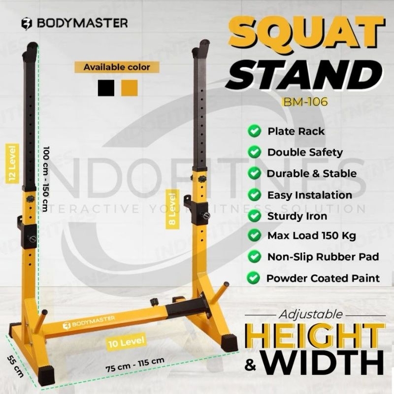 Jual Bodymaster squat stand squad rak tiang rak barbel bench press ...