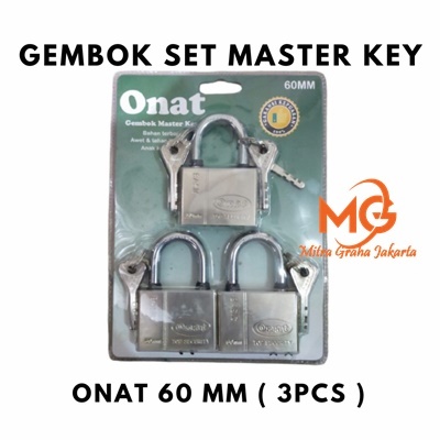 Jual Gembok Master Key ONAT / Gembok Pagar Ruko Rumah Isi 3 Pcs 40MM ...