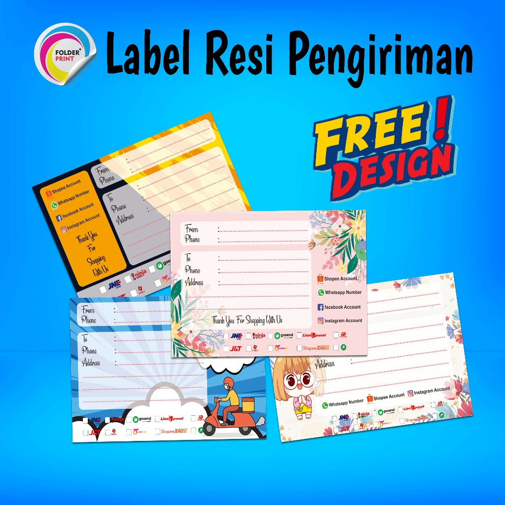Jual Stiker Label Resi Pengiriman Olshop Custom | Shopee Indonesia