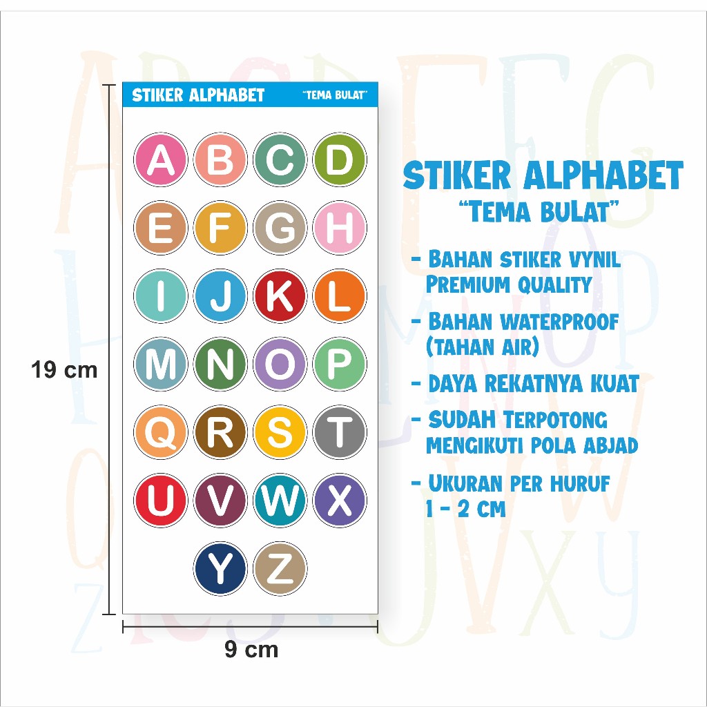 Jual Stiker edukasi Alfabet Lengkap A-Z, untuk belajar PAUD, TK, SD ...