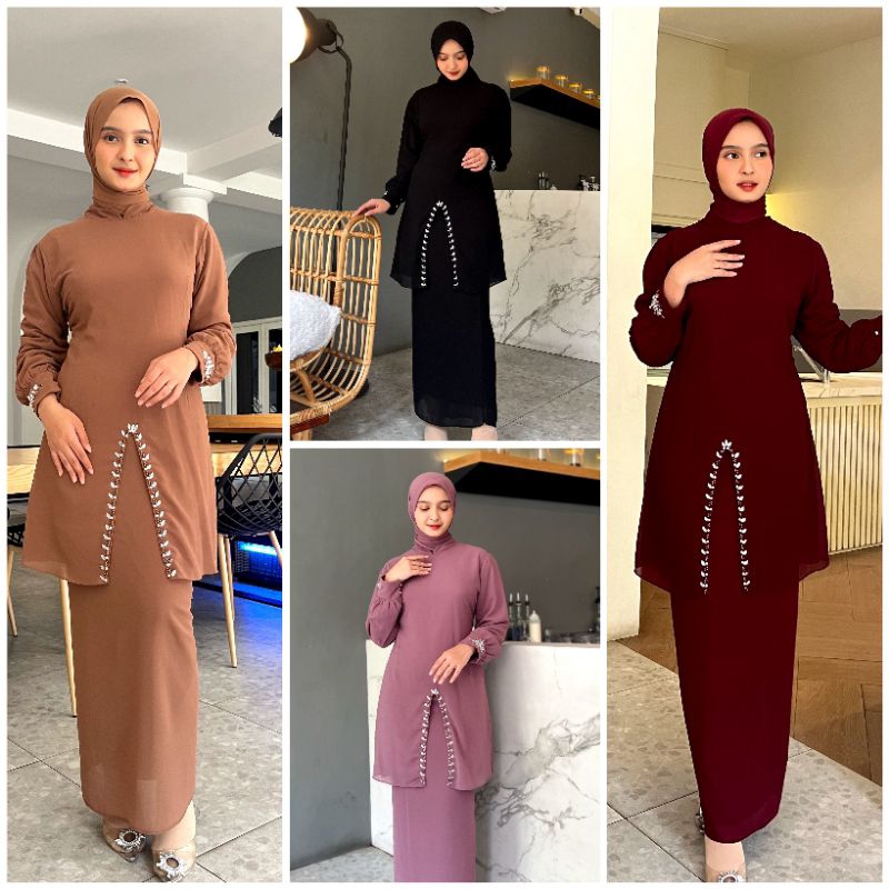 Jual Helena One Set Rok Kurung Malaysia Ootd Kondangan Seragam ...