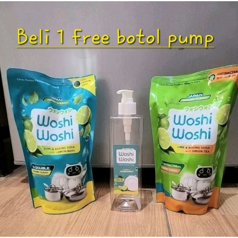 Jual WOSHI WOSHI 750ml Sabun Cuci Piring FREE botol pump | Shopee Indonesia