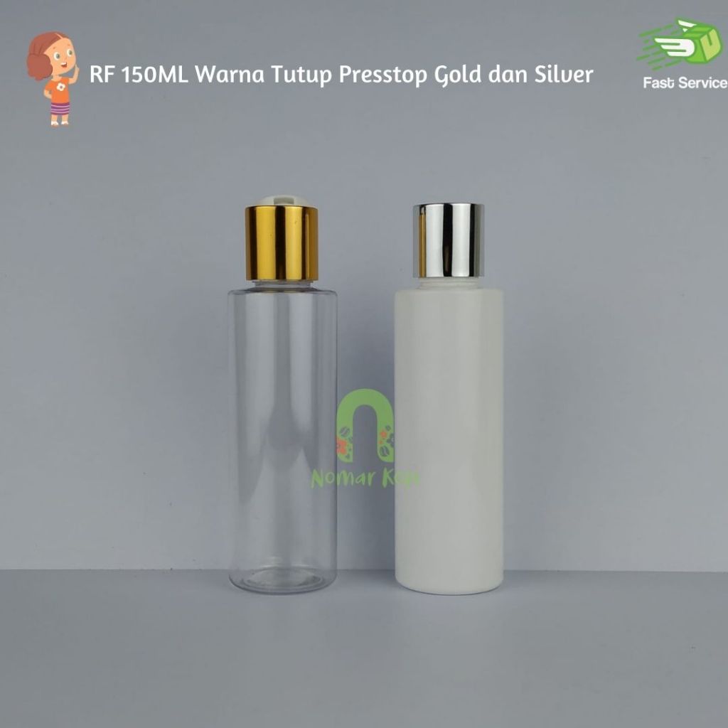 Jual Botol 150ML RF Tutup Presstop Warna Gold dan Silver Neck 24 Bahan ...