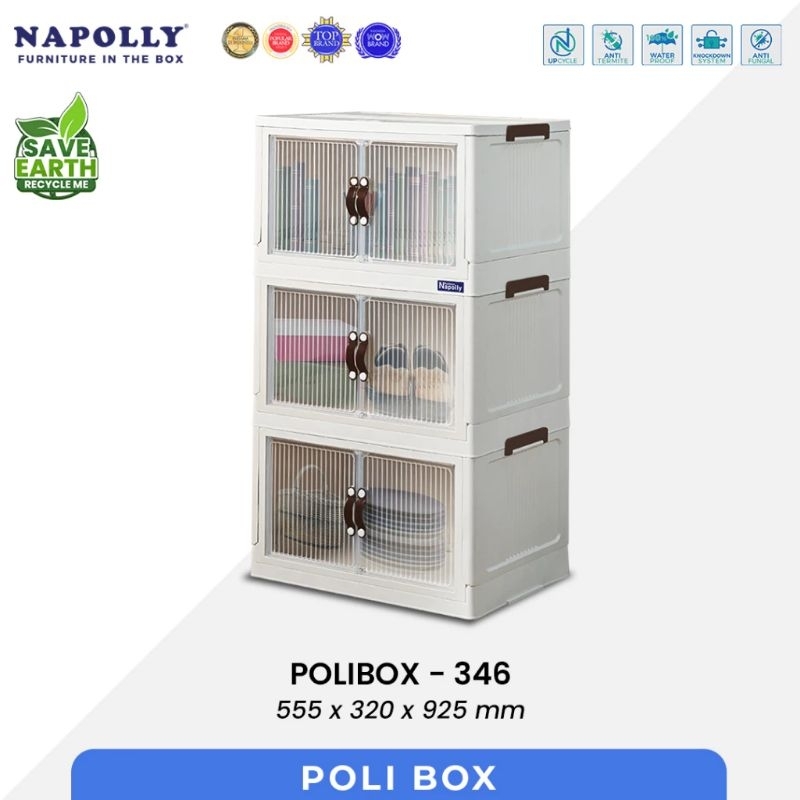 Jual Lemari Napolly/Rak 3 susun dan lipat serbaguna (Polibox) | Shopee ...