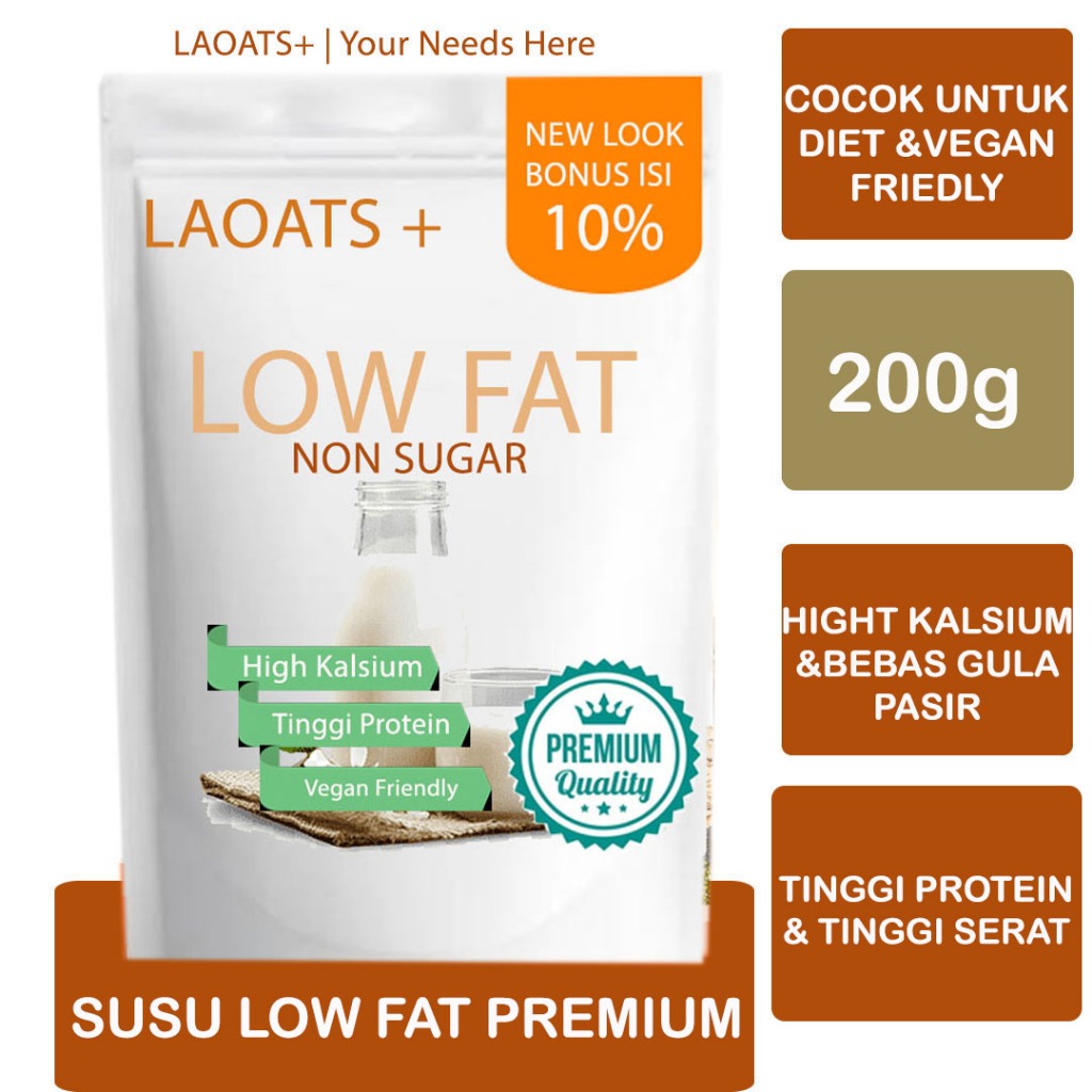 Jual Susu Low Fat Laoats Non Sugar (200g) | Shopee Indonesia